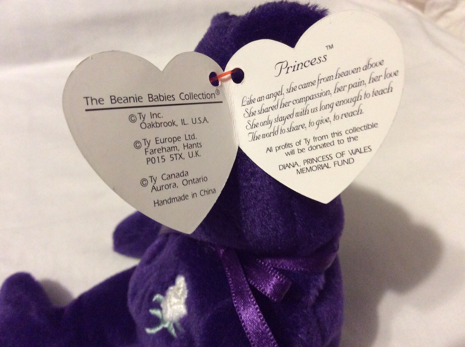 RARE! 1997 Ty Beanie Babies Princess Diana Bear Plush With Tags, 2nd ...