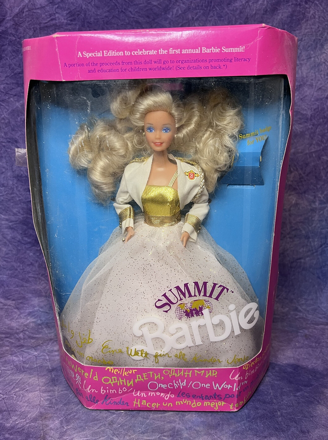 Mattel Summit Barbie 1990 Special Edition Doll White Gold Dress Blonde ...