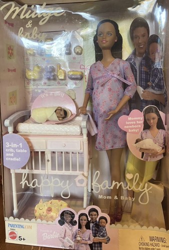 Pregnant Midge & Baby Barbie Doll Happy Family AA African American Baby ...