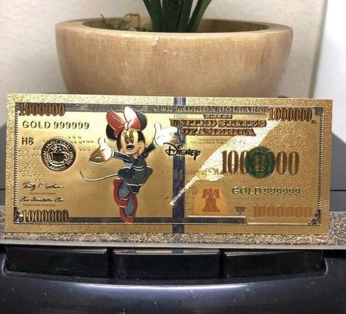 24k Gold Foil Plated Minnie Mouse Disney Banknote Collectible | eBay