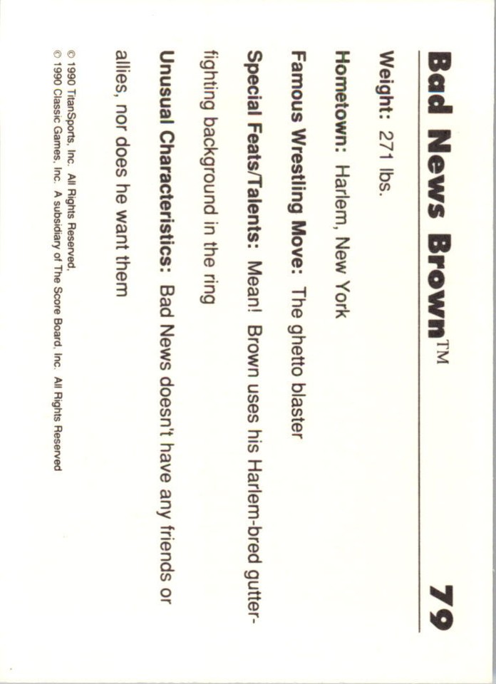 1990 Classic WWF #79 Bad News Brown - NM-MT | eBay