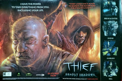RARE! 2004 THEIF DEADLY SHADOWS Xbox Eidos Video Game = 2pg Promo Art ...