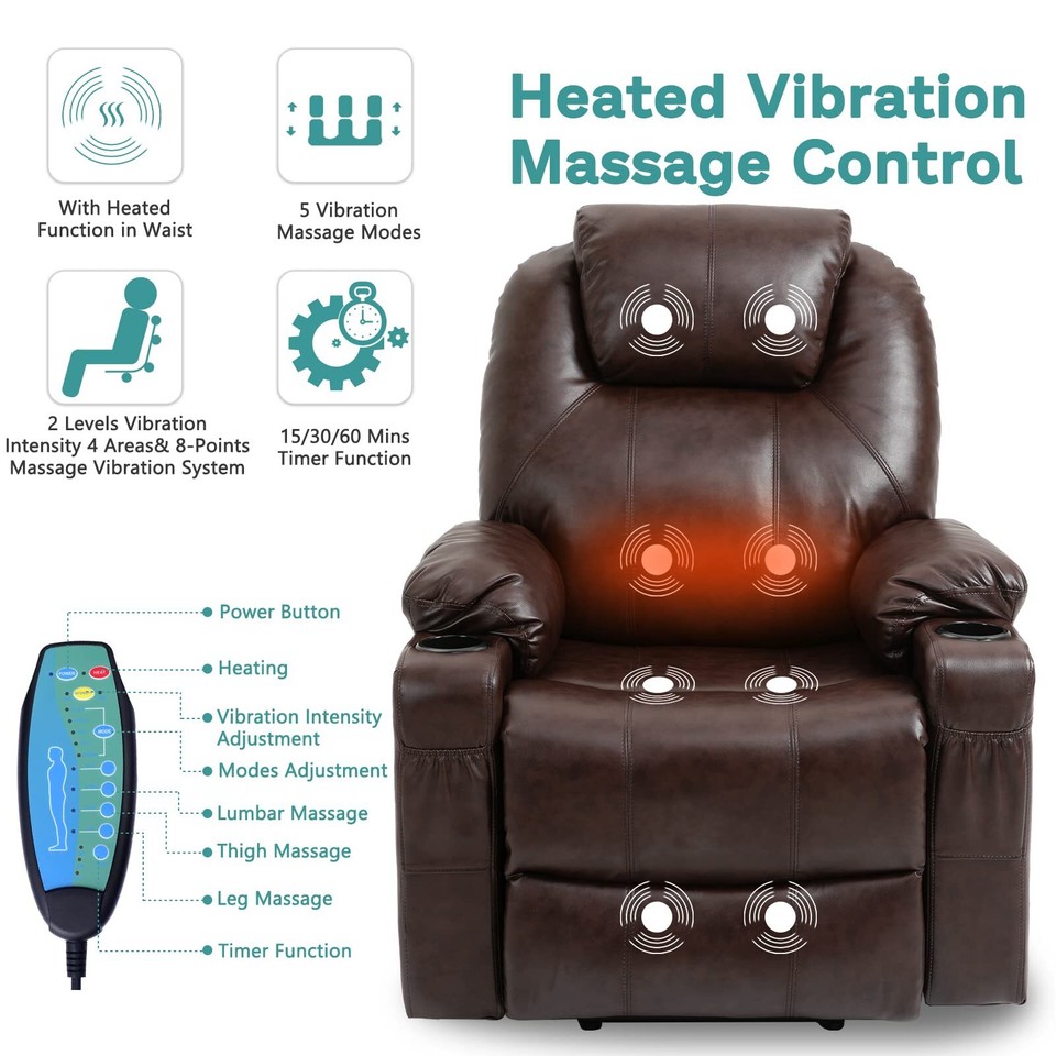 Electric Power Lift Recliner Chair for Elderly W/ Heat Massage USB ...