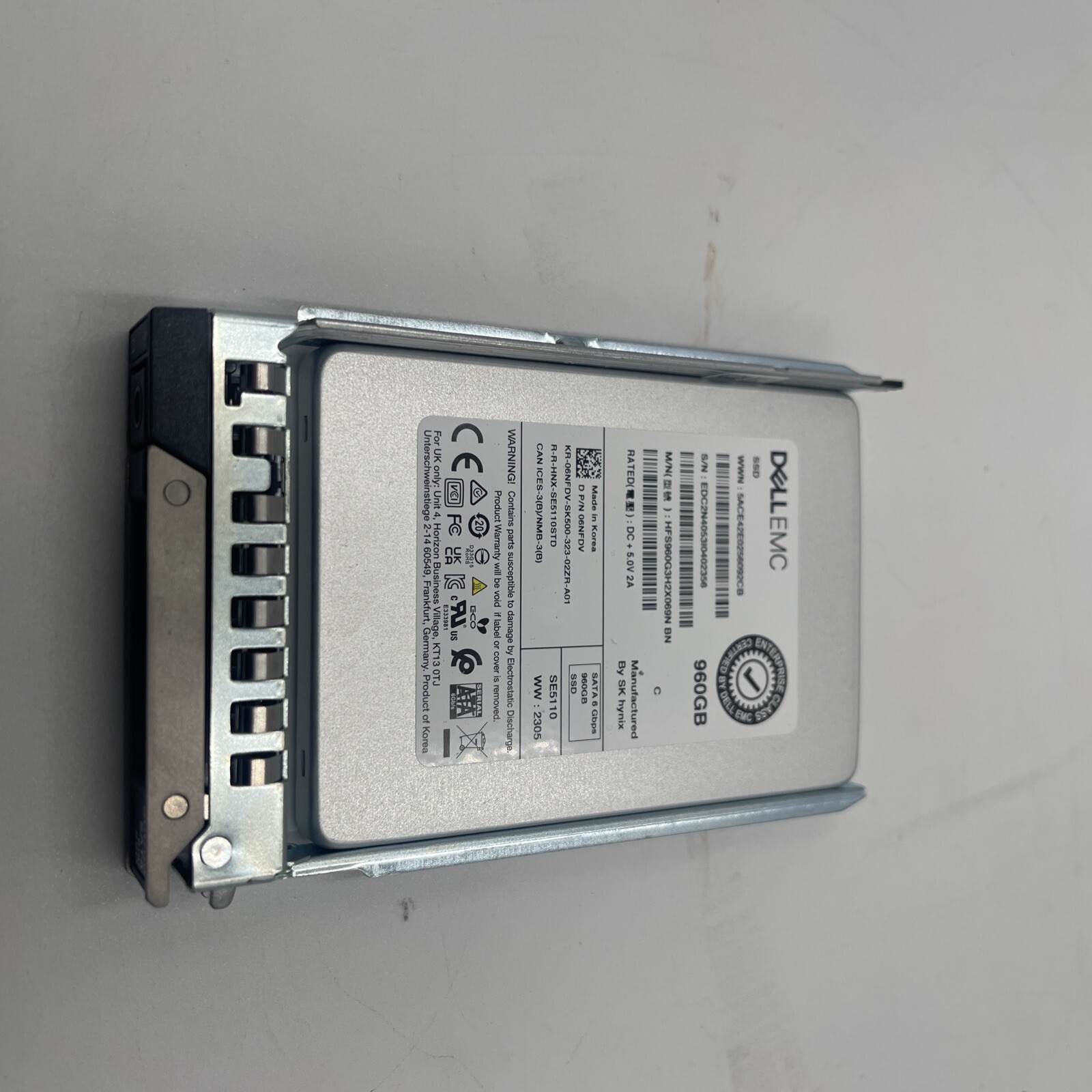 6NFDV DELL 960GB SATA 6Gb/s Read Intensive 2.5'' SSD 06NFDV ...