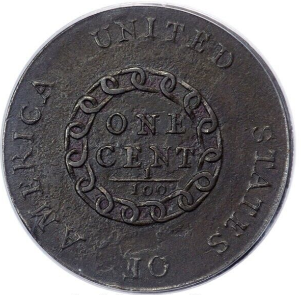 1793 CHAIN LARGE CENT PCGS VF35 S-3, B-4, R-3 SPECTACULAR CHAIN CENT ...