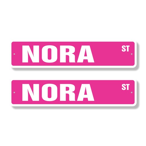NORA Street Sign (2 Pack) Childrens Name Room Metal Road Sign | eBay