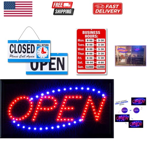 Neon Open Sign for Business: Horizontal LED Sign with Flashing Mode for ...