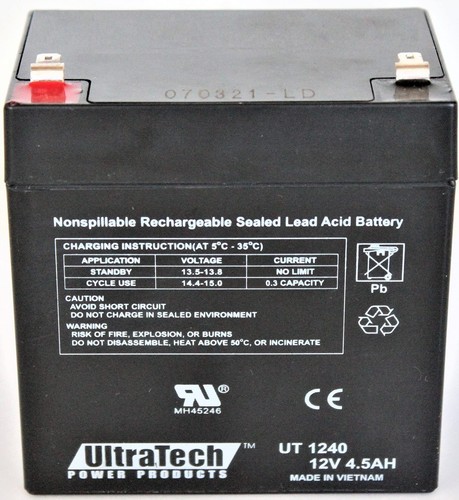 UltraTech UT-1240 / UT-1250-F1 12V, 4.5Ah Sealed Lead Acid Alarm ...