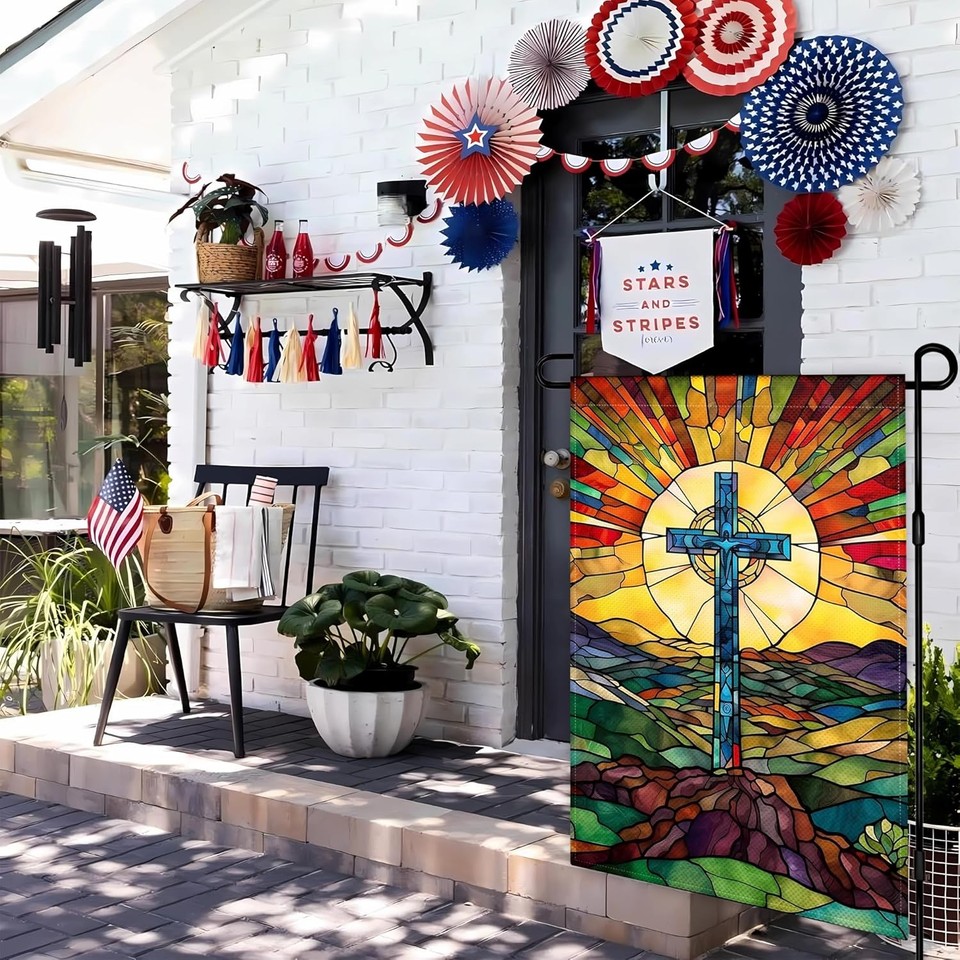 Christian Cross Religious Garden Flag 12X18 Inch Double Sided Jesus ...