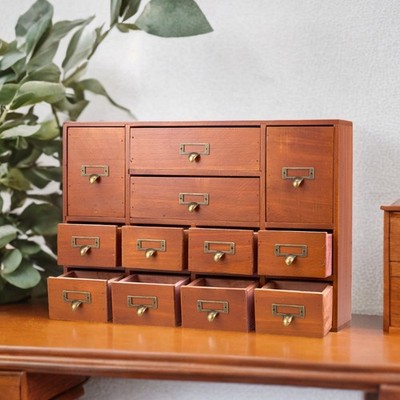 12 Drawers Desktop Cabinet Small Chest of Drawers Vintage Wooden ...