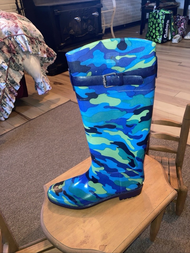 Lauren Ralph Lauren Rossalyn II Plaid Knee High Rain Boots Women’s Size ...