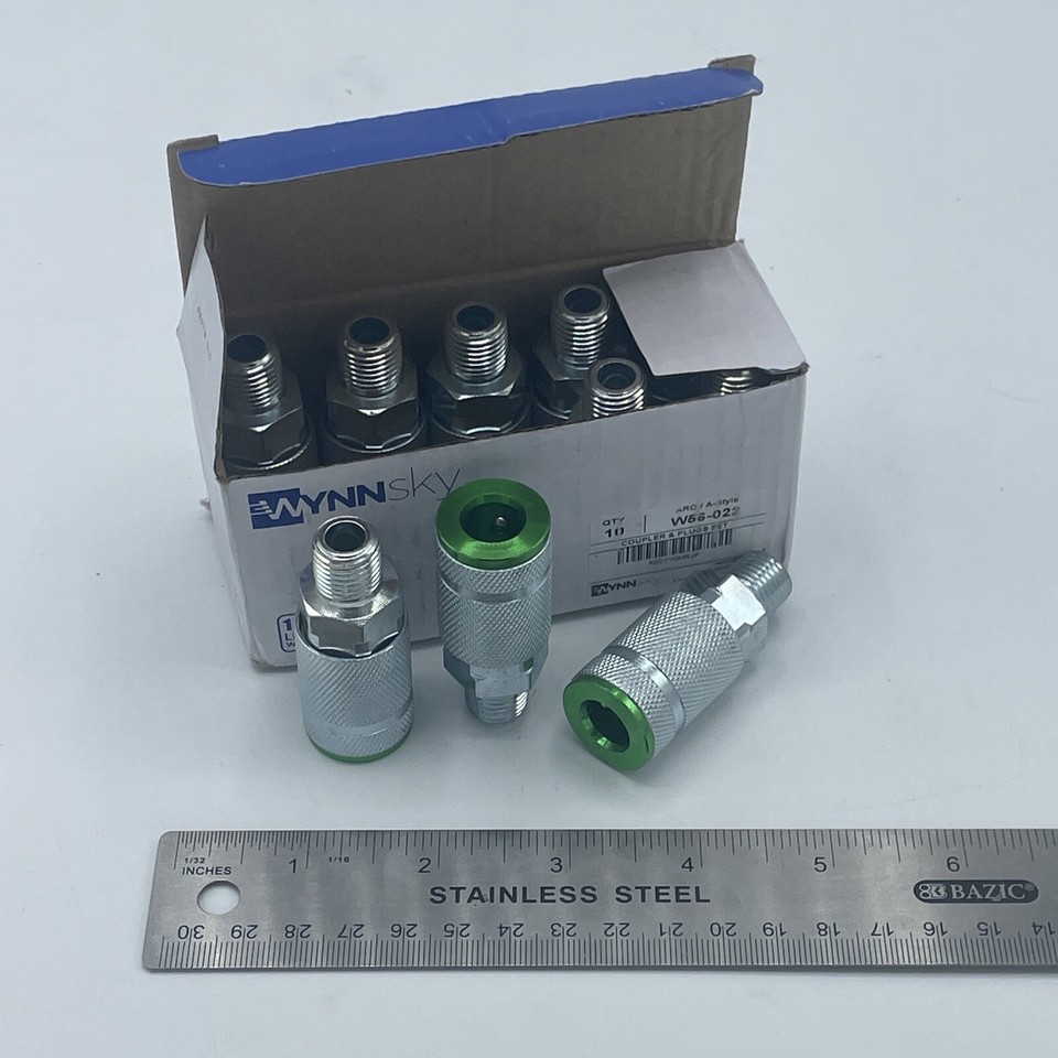 10 Piece A-Style Type-B Coupler Set 1/4" NPT Male Thread Green Color ...