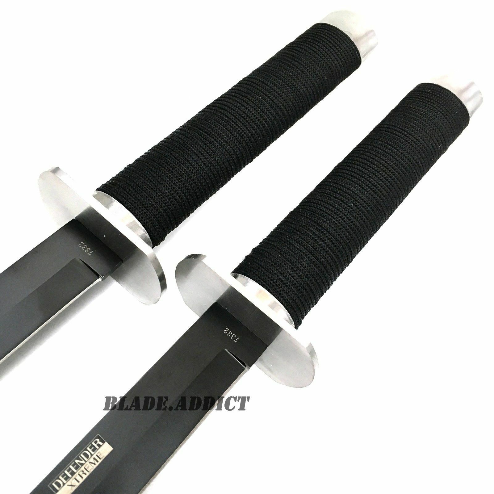 2 PC Large Dual 26" Ninja Samurai Twin Tanto Blade Sword Set Machete ...