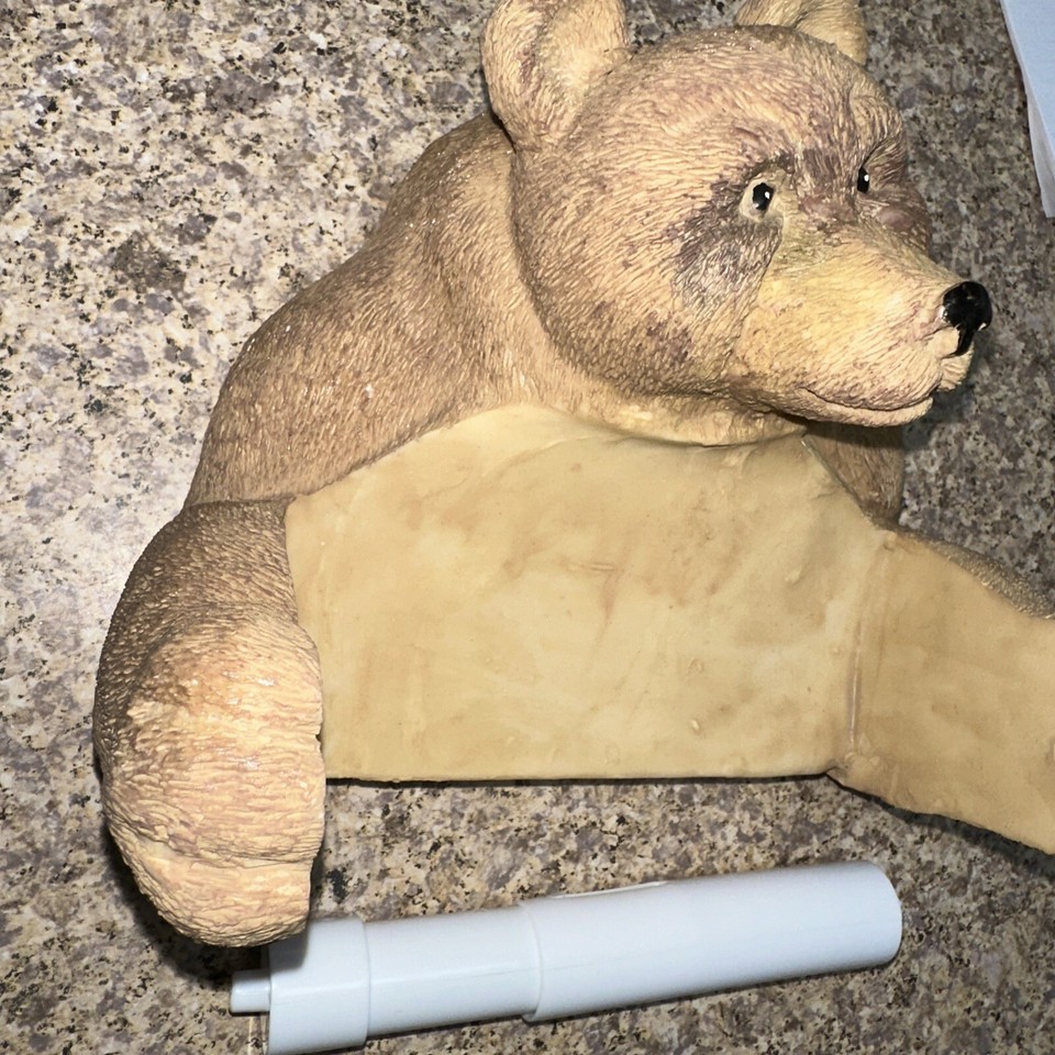 Grizzly Brown Bear Bathroom Toilet Roll Paper Holder Resin Wall Mount ...