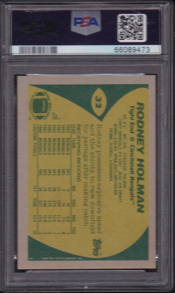 1989 Topps #32 RODNEY HOLMAN POP 15! Rookie Card RC Cincinnati Bengals ...