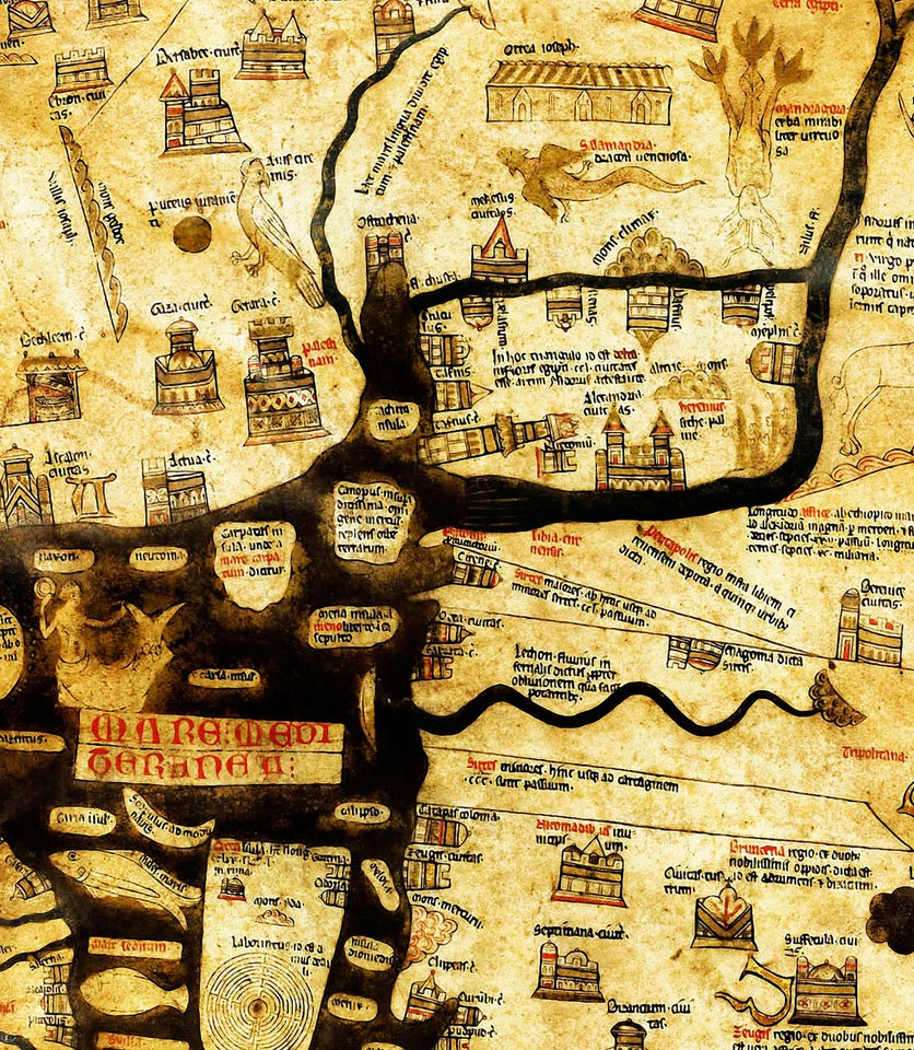 1300 Hereford Mappa Mundi World Map Medieval Vintage History Wall Art ...