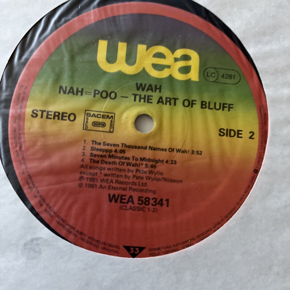 WAH! LP 1980'S ROCK Eternal NAH=POO punk Pete Wylie FIRST PRESSING ...