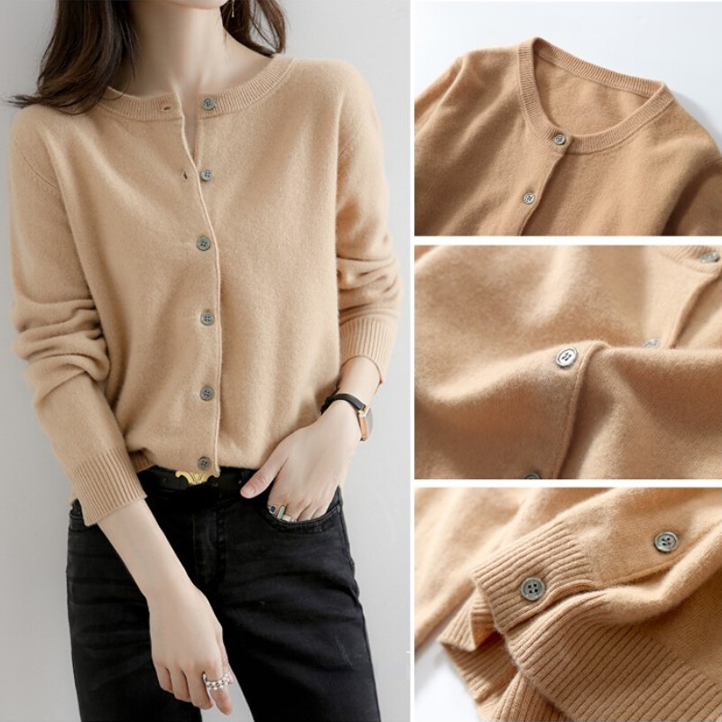 Woman Slim Knitted Cardigan Faux Cashmere Sweater Jumper Crochet Tops ...
