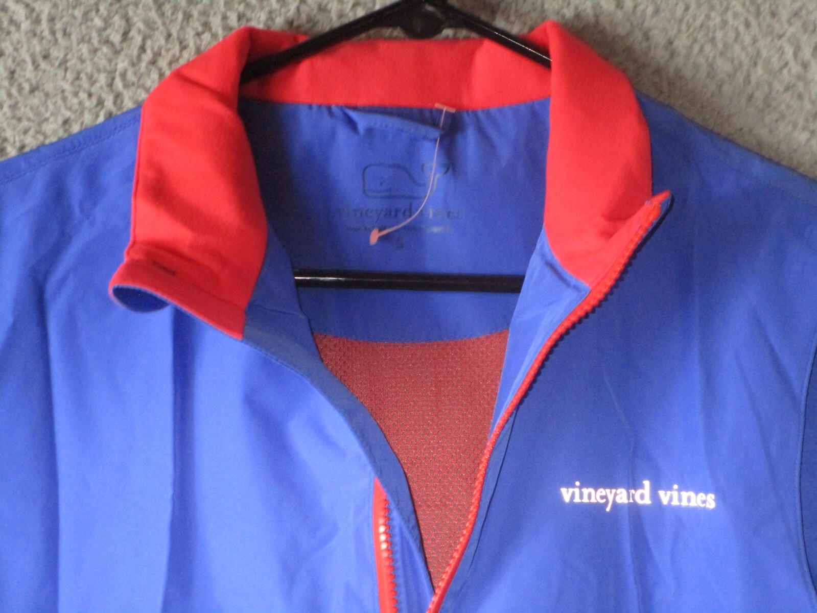 VINEYARD VINES MEN'S GOLF WIND VEST FULL ZIPPER BLUE RED SMALL USED ...