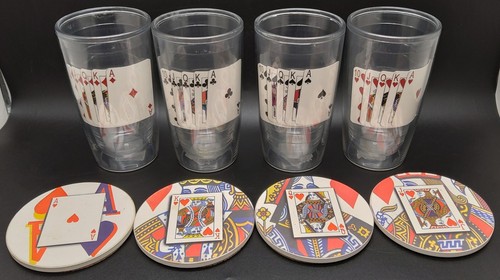 4 Poker Royal Flush Playing Cards 16oz Tervis Tumblers and Coasters | eBay