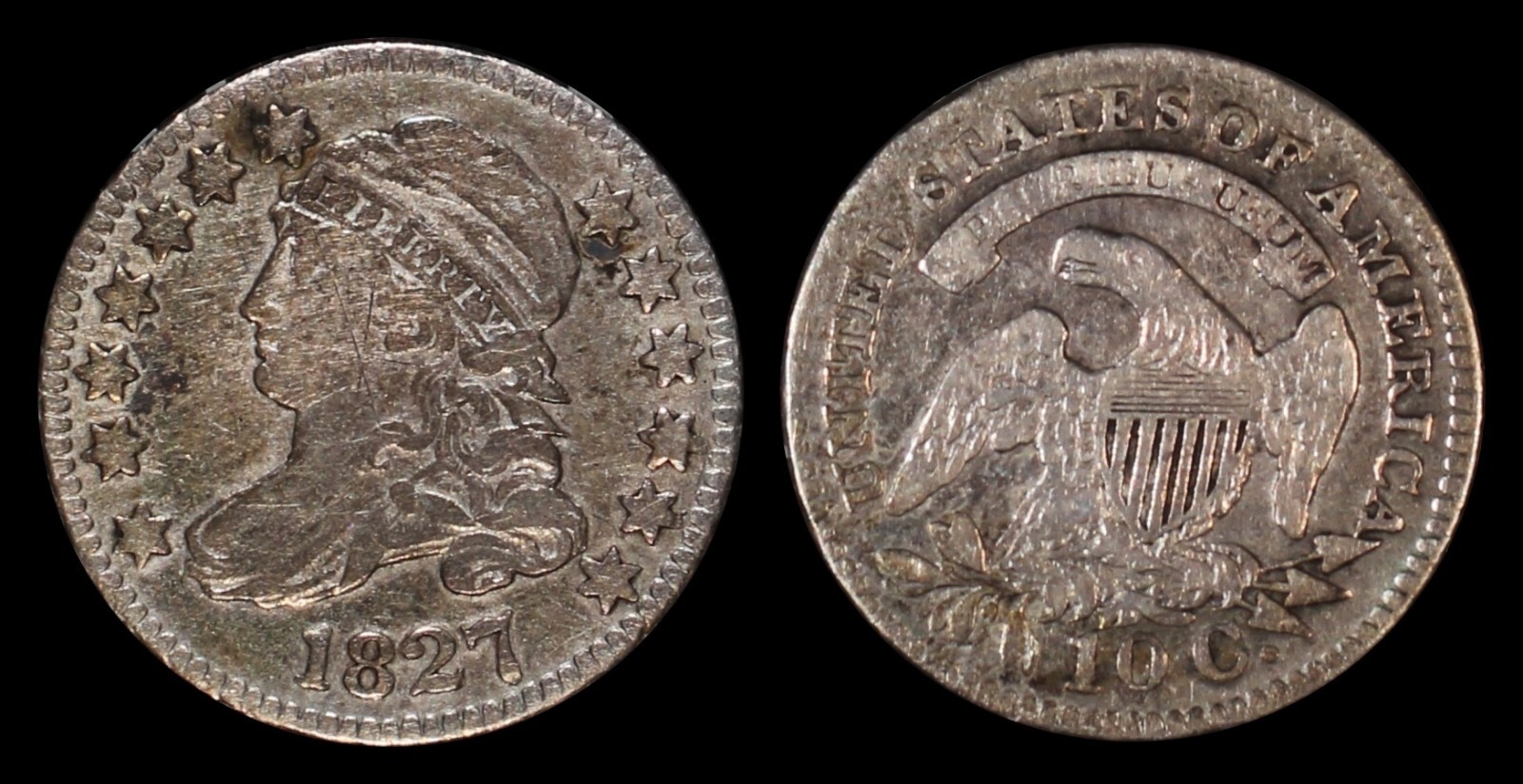 1827 Capped Bust Dime Silver Early American US Type Coin Variety 1 | eBay