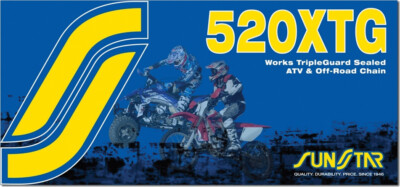 SUNSTAR 1998-2003 200 Mxc KTM CHAIN XTG WORKS SEALED 520X120 NAT/GLD ...