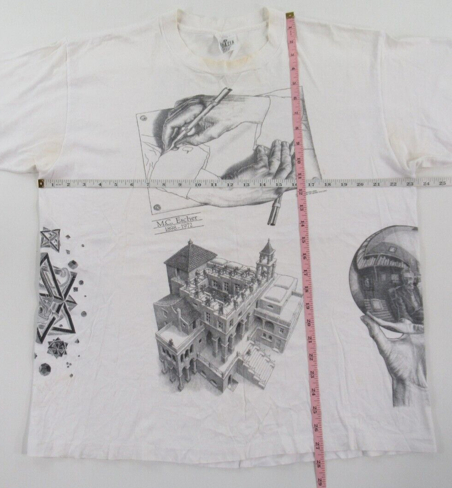 Vintage 90s MC Escher Allover Print Art Single Stitch Tee T Shirt XL 46-48#VT116 | eBay