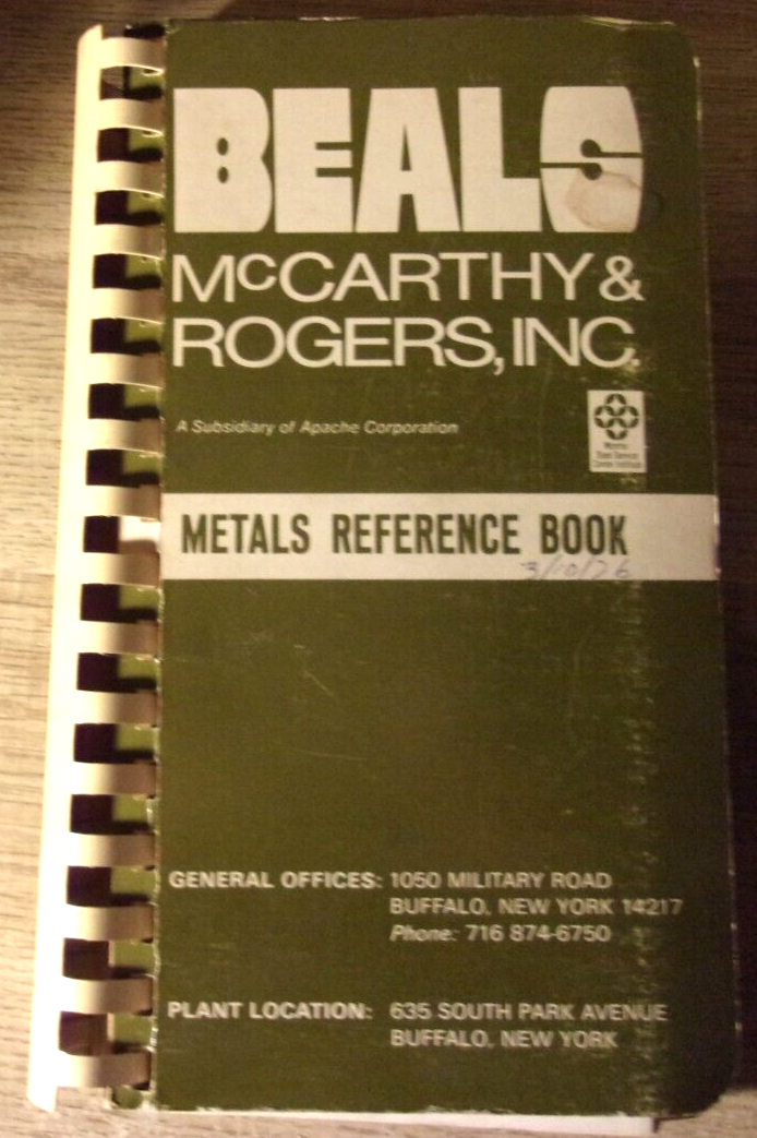 Vintage 1973 Beals McCarthy & Rogers Inc Steel Catalog and Metals ...