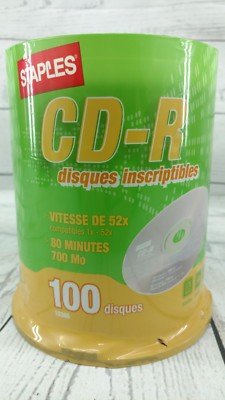 Staples CD-R 80 Minute Recording 700 MB, 52x Speed, 100 Disc Pack ...