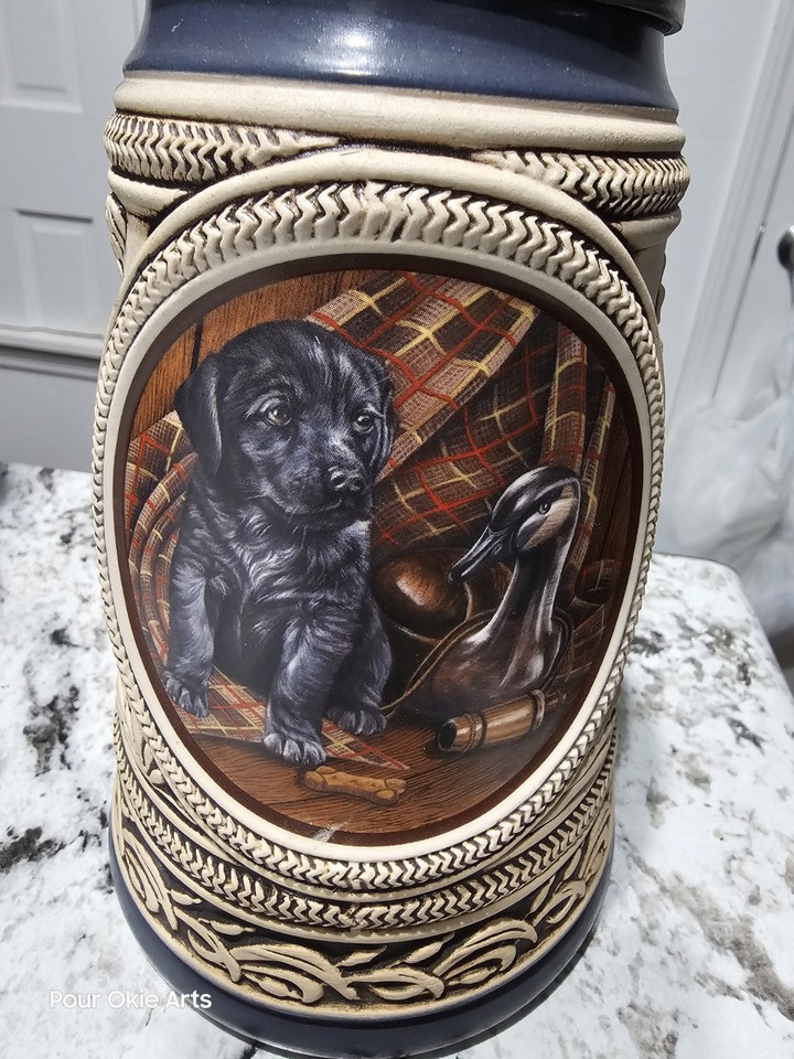 NEW Black Labrador Dog First Hunt Ltd Ed Series Stein COA Anheuser ...
