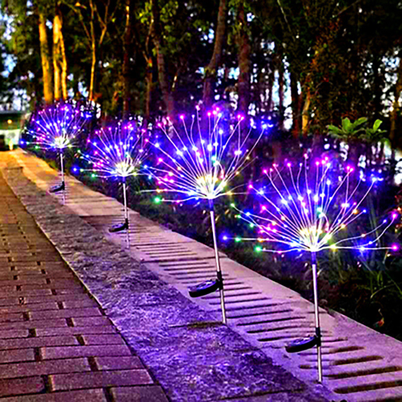 1P 150 LED Solar Firework Lights Outdoor Waterproof Path Lawn Garden ...