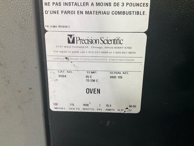 Precision Scientific Chamber Model: 130 | eBay