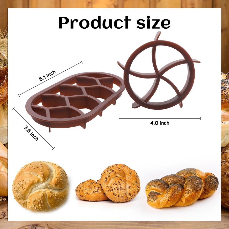 Kaiser Roll Stamp 2Pcs Bread Roll Stamp Bread Dough Press Mold Bread ...