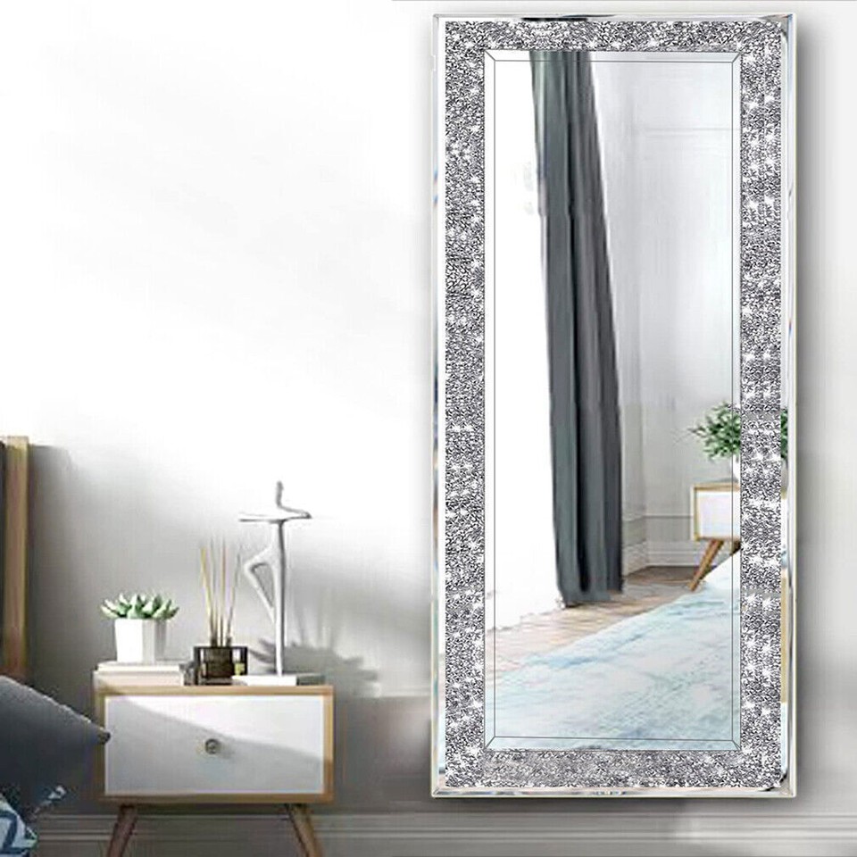 Wall Hanging Rectangle Gorgeous Silver Mirror Crush Crystal Diamond ...