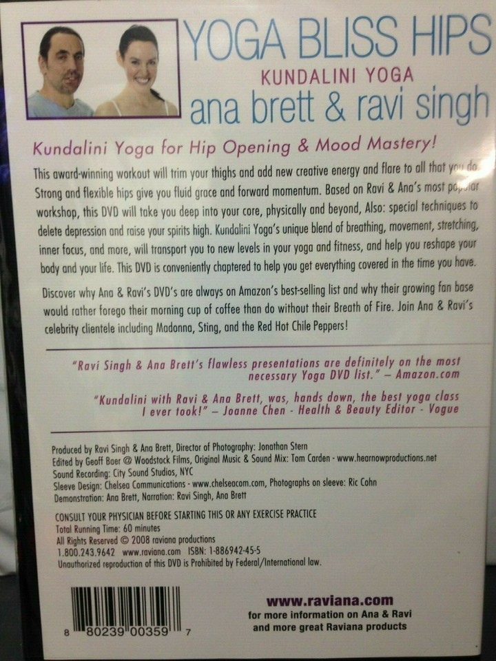 Ana Brett and Ravi Singh: Yoga Bliss Hips (DVD, 2008) New, Kundalini ...