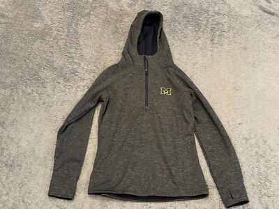 Michigan Wolverines 1/4 Zip Hoodie Colosseum Gray Logo Womens S NCAA ...