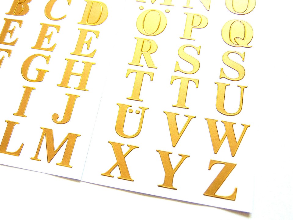 16mm (0.63") Gold Sticky Letters, Self-Adhesive Alphabet A-Z Stickers ...