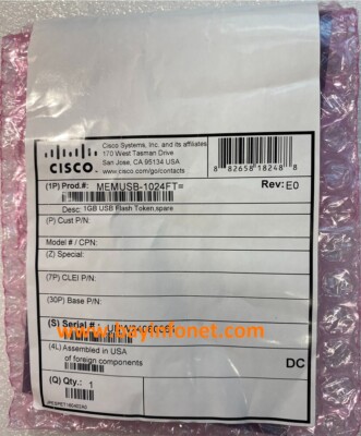 MEMUSB-1024FT 1GB USB Flash Token Original For Cisco ASR 1000 Series ...