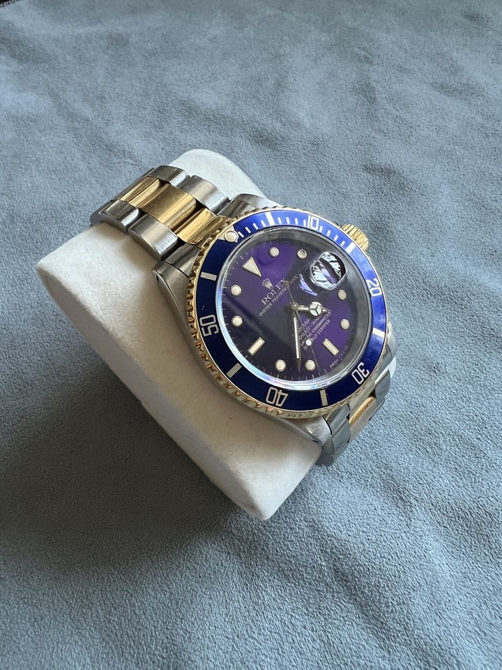 ROLEX SUBMARINER 16803 BLUESY Oyster 2-TONE WATCH 18K GOLD/STEEL Band ...