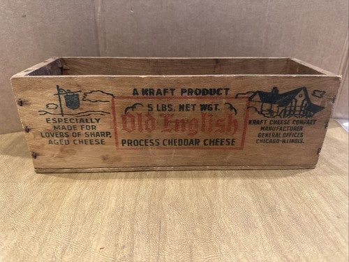 Vintage / Rare OLD ENGLISH ~ KRAFT 5 POUND WOOD BOX / CRATE GOOD ...