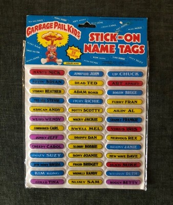 1986 Garbage Pail Kids Imperial Toys Both Puffy Stick-On Name Tags And ...