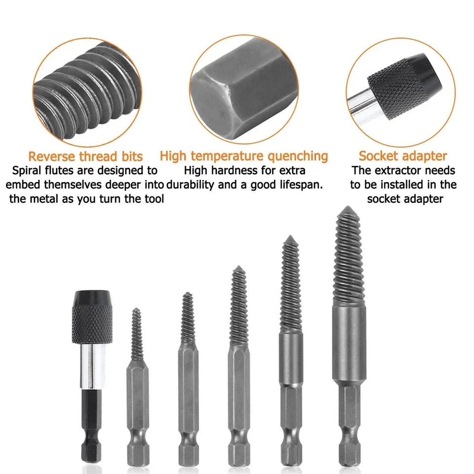 12PC Screw Extractor Easy Out Drill Bits Kit Damaged Screw Bolt Stud ...