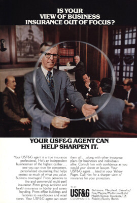 1972 USF&G Insurance: View of Business Insurance Out of Focus Vintage ...