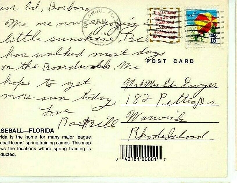 Postcard Florida Baseball Map of Spring Training Sites . 4 x 6 P3 | eBay