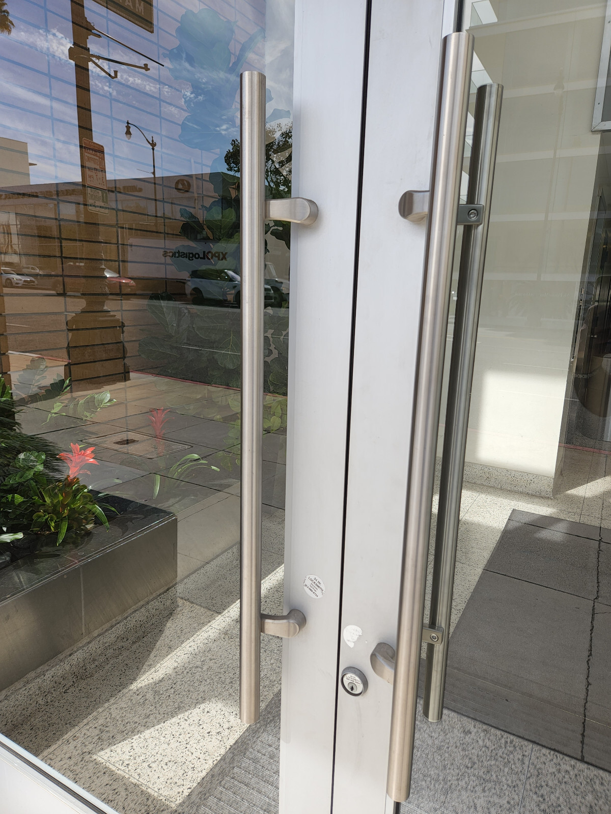 Postmount Offset Ladder Pull Handle, Brushed Satin Door long store ...