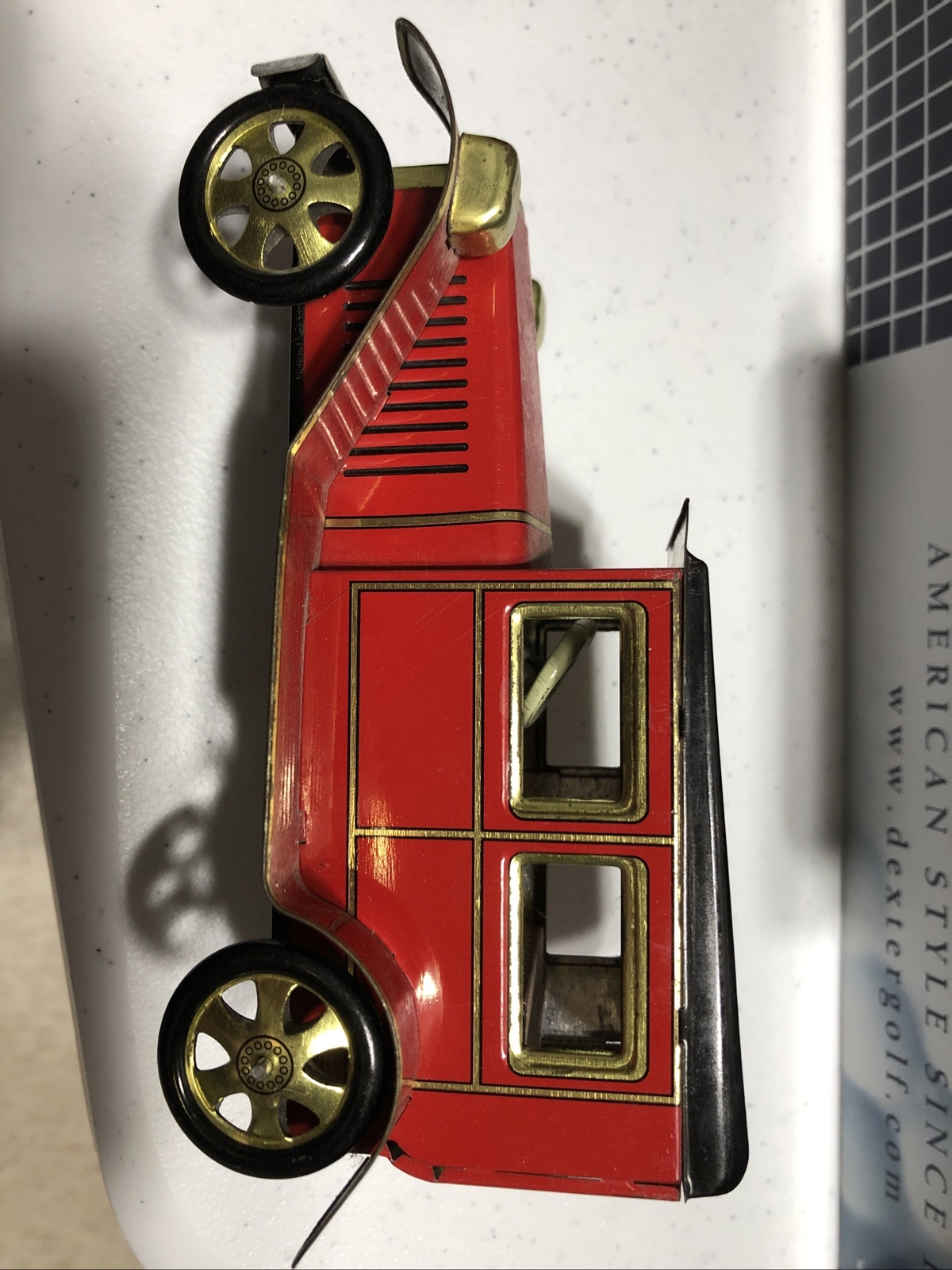 NICE VINTAGE-S-1925- TOY TIN WIND UP Touring-CAR-NO KEY-6-1/4" Long-3 ...