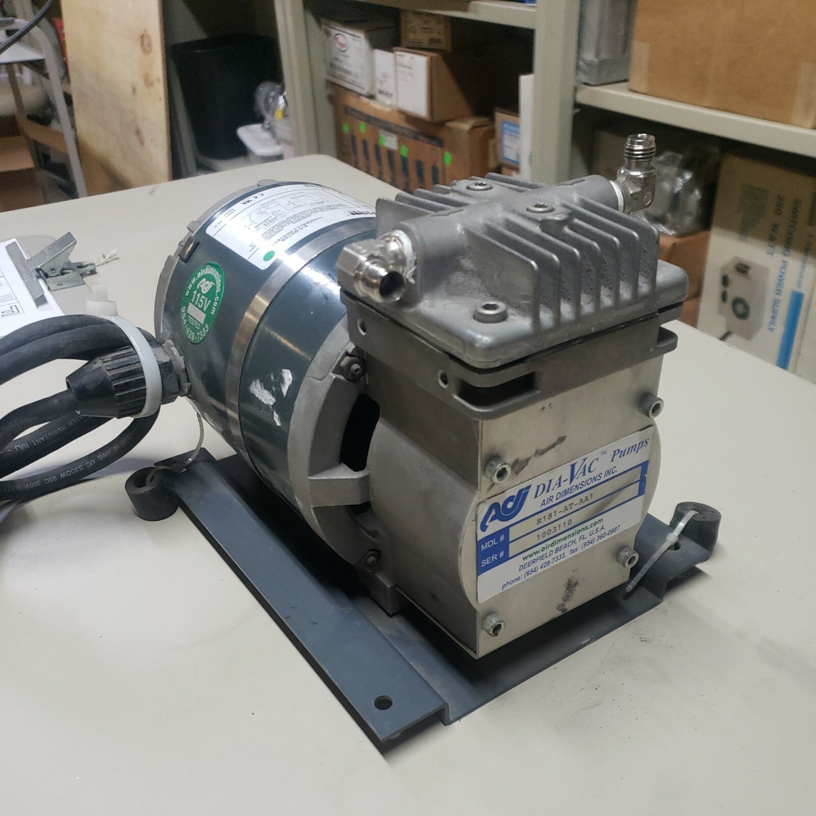 Dia-Vac Pump R181-AT-AA1 Single Head, 1/6HP, 115/230VAC Vacuum Pressure ...