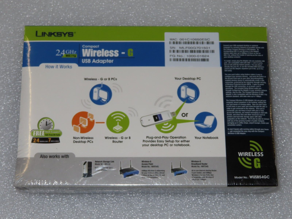 NEW Linksys/Cisco Systems WUSB54GC Compact Wireless-G USB Adapter G2 | eBay