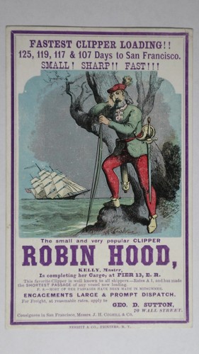 Robin Hood Sutton Fastest Clipper Loading Clipper Ship Card San ...
