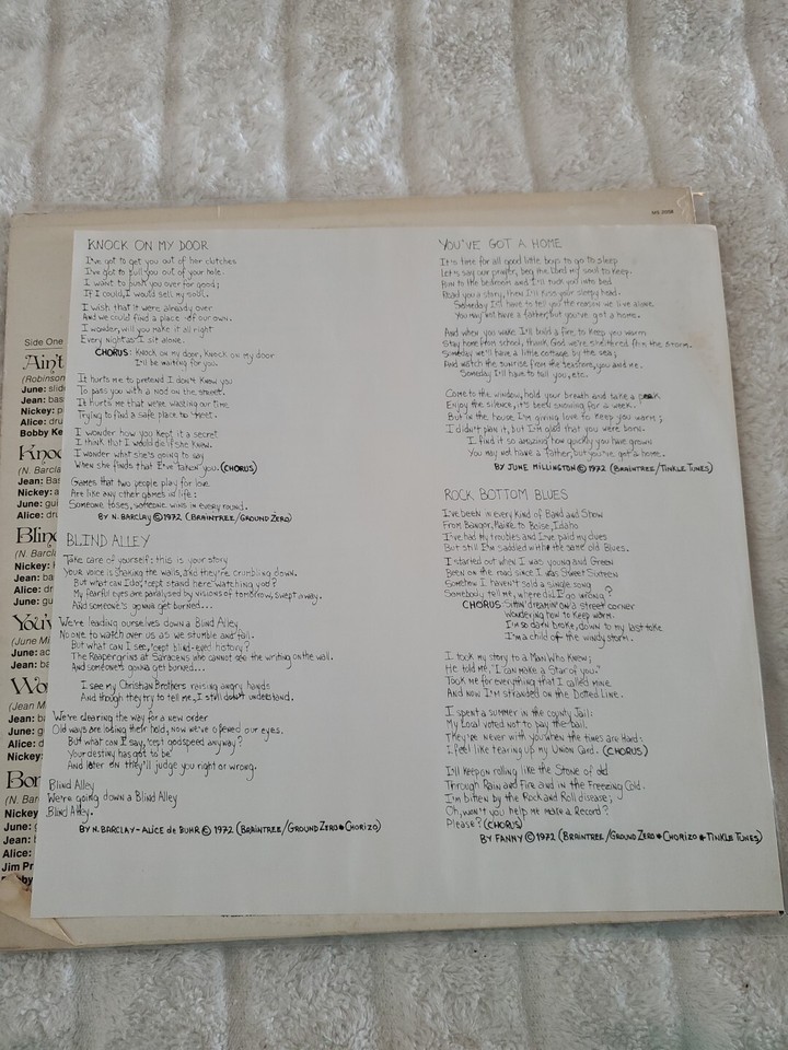 FANNY LP FANNY HILL Reprise MS 2058 1972 + INSERT FEMALE ROCK JUNE ...